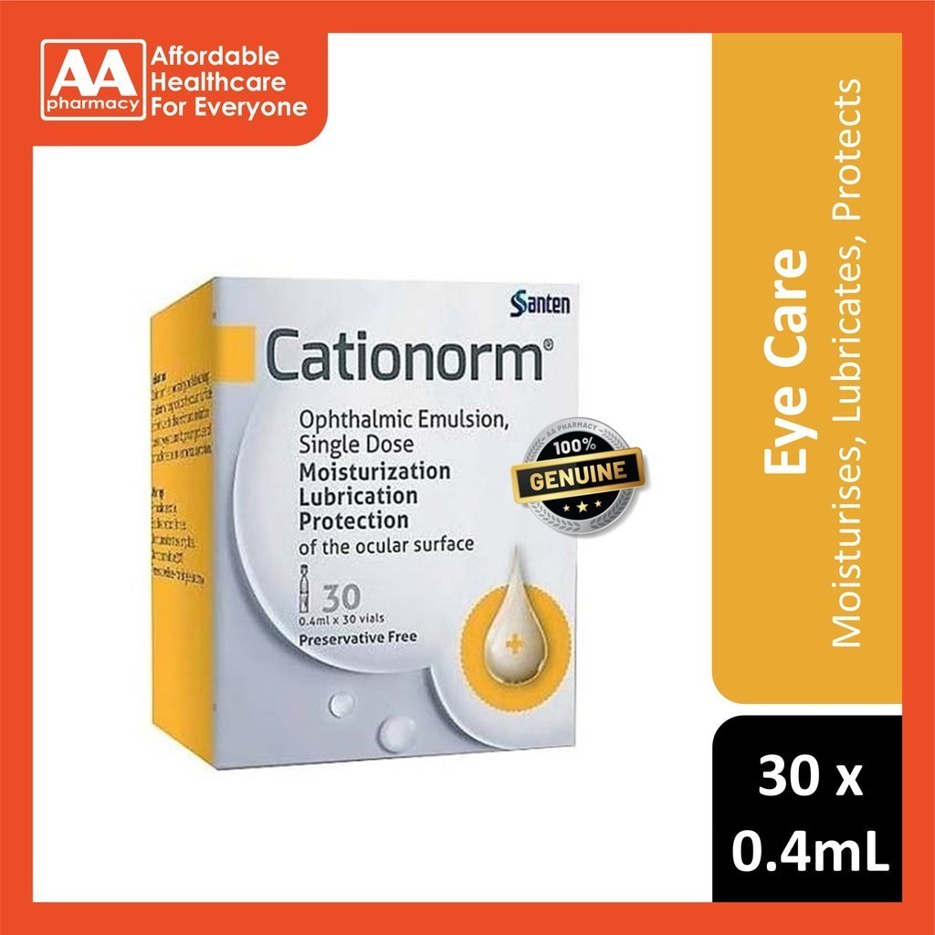 Cationorm Ophthalmic Emulsion 0.4mLx30's (Preservative Free) | Shopee ...