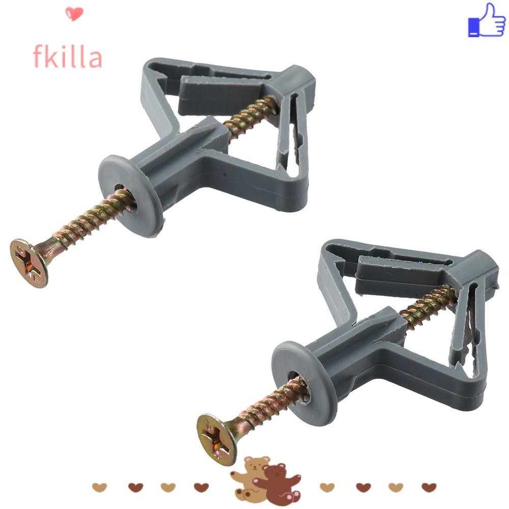 FKILLA1 50PCS Drywall Anchor Kit, Grey Plastic Hollow Wall Anchors ...