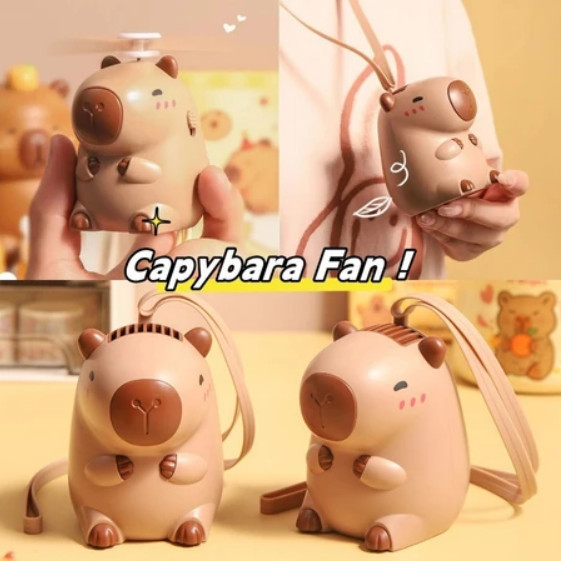 MINI Cartoon Capybara Hanging Neck Fan Mini Handheld Usb Rechargeable ...