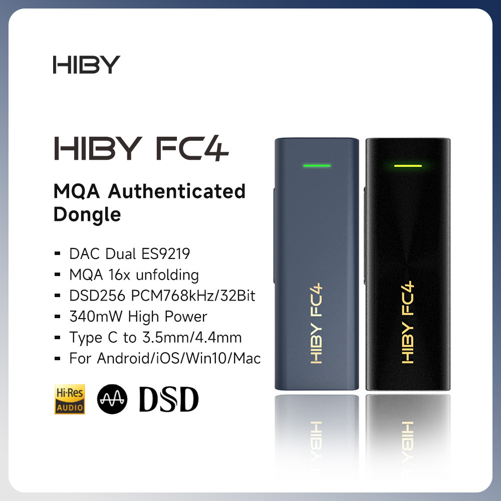 HiBy FC4 MQA 16X Dongle Type C USB DAC Audio HiFi Decoder Headphone Amplifier DSD256 ES9219 for ...