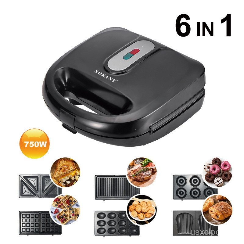 Mesin wafel rentas sempadan, mesin sarapan enam dalam satu, loyang ...