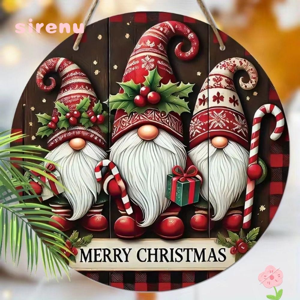 SIRENU Christmas Wreath Decor, 2D Craft Wooden Christmas Brown ...