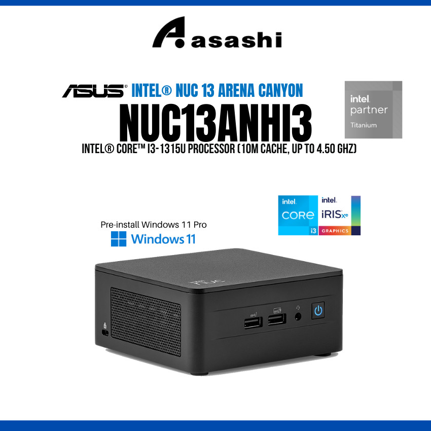 ASUS Intel NUC 13 Pro Kit NUC13ANKi3 Mini PC Barebone DIY Desktop 13th Gen Arena Canyon ...