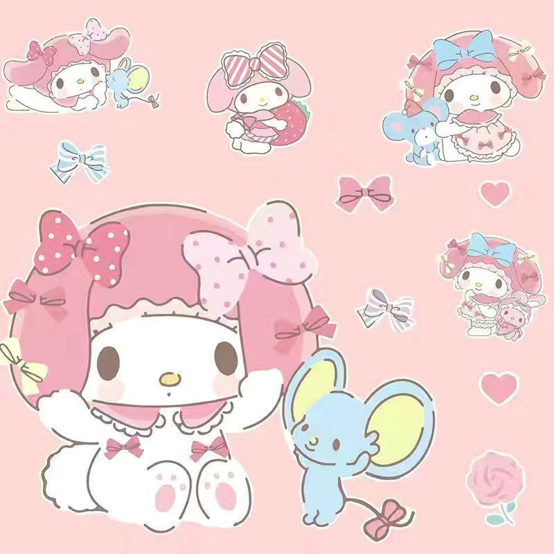 Pink Princess Room Decoration Cartoon Cute Kitty Cat Sticker Waterproof ...