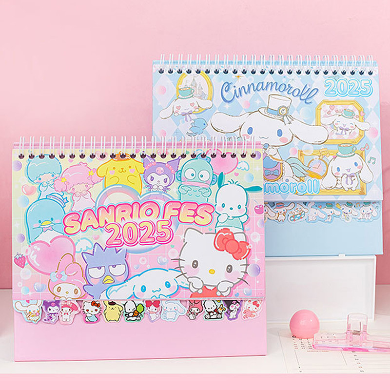 [ndr] Sanrio 2025 Cute Cartoon Monthly Desk Calendar Standing Flip Coil ...