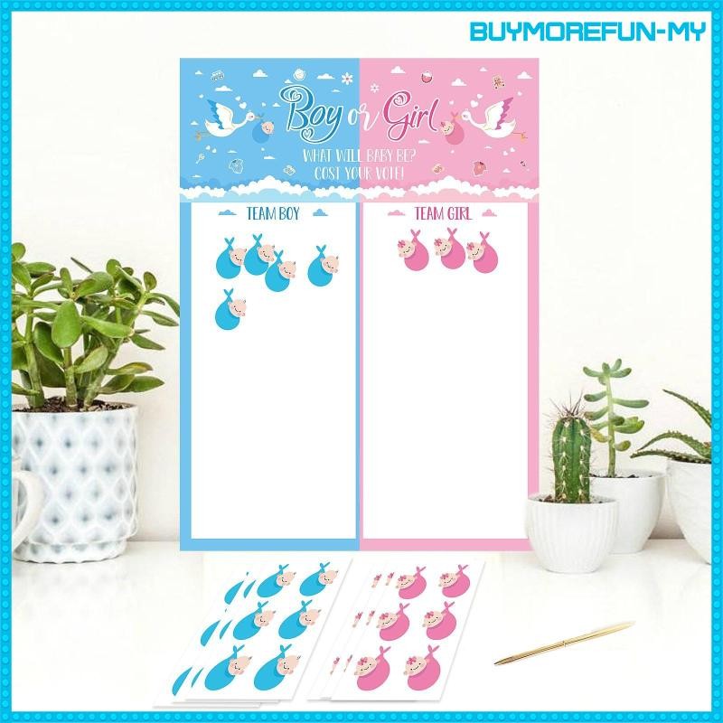 [BuymorefunMY] Baby Gender Reveal Board Game Voting Poster for Guests ...