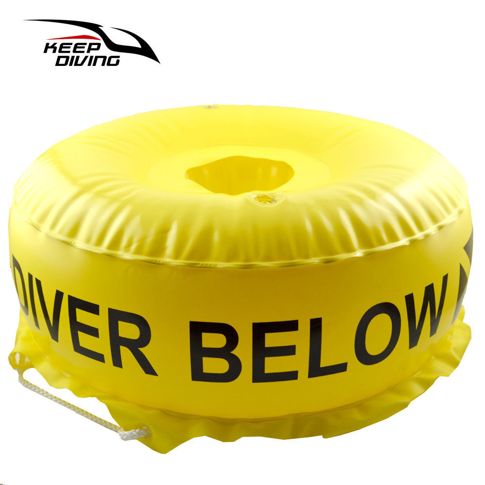 PVC Mouth Blowing Inflatable Freediving Storage Float Yellow Diving ...