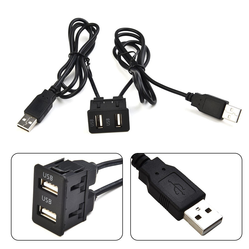 [BTSL] 100CM Car Dash Flush Mount USB Port Panel Dual USB Extension ...