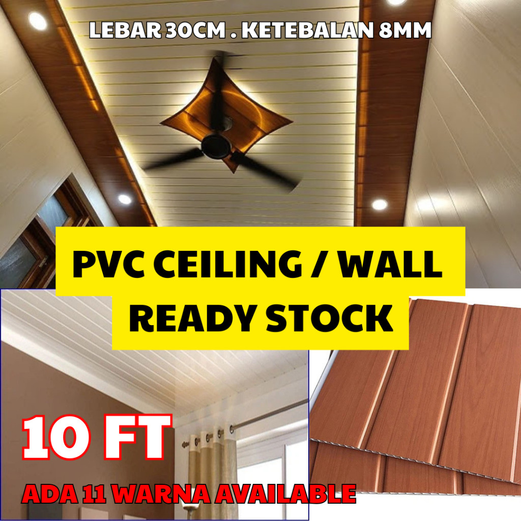 10 FT PVC Ceiling Wall Panel | Home Ceiling / Wall Waterproof 30CM x ...