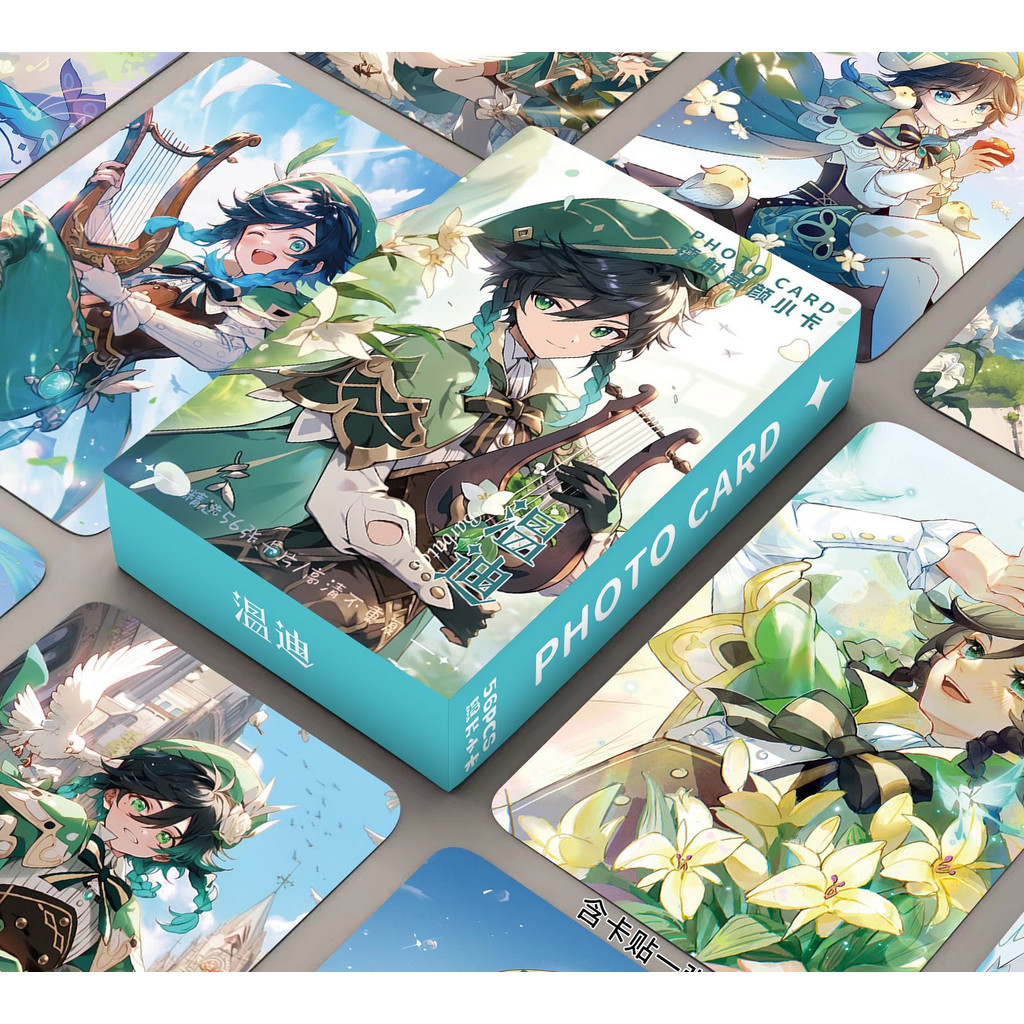 56 PCS ﻿Game Anime Genshin Impact ,Venti Lomo Laser Card, Photo Cards ...