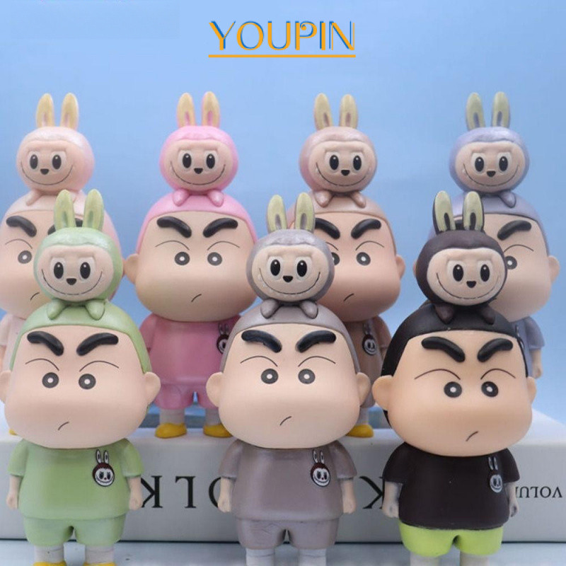 ELEGANT Labubu Crayon Shin-Chan Figure, PVC Doll Anime Crayon Shin-Chan ...