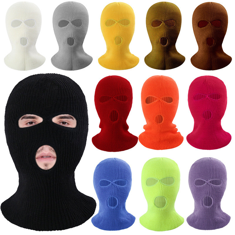 3 Hole Winter Knitted Ski Masks Balaclava Full Face Mask Cover for Men ...