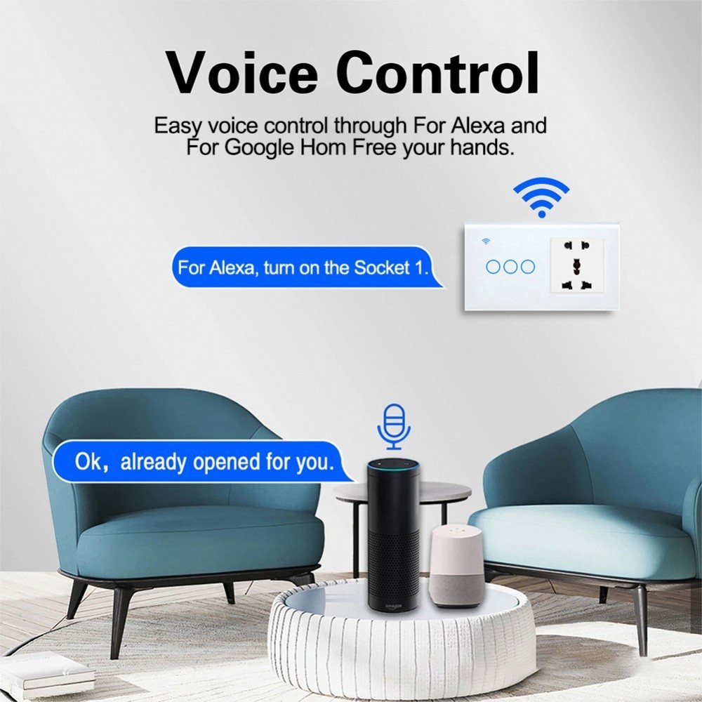 Easy to Use Touch Control Light Switch and Wall Socket Modern and ...