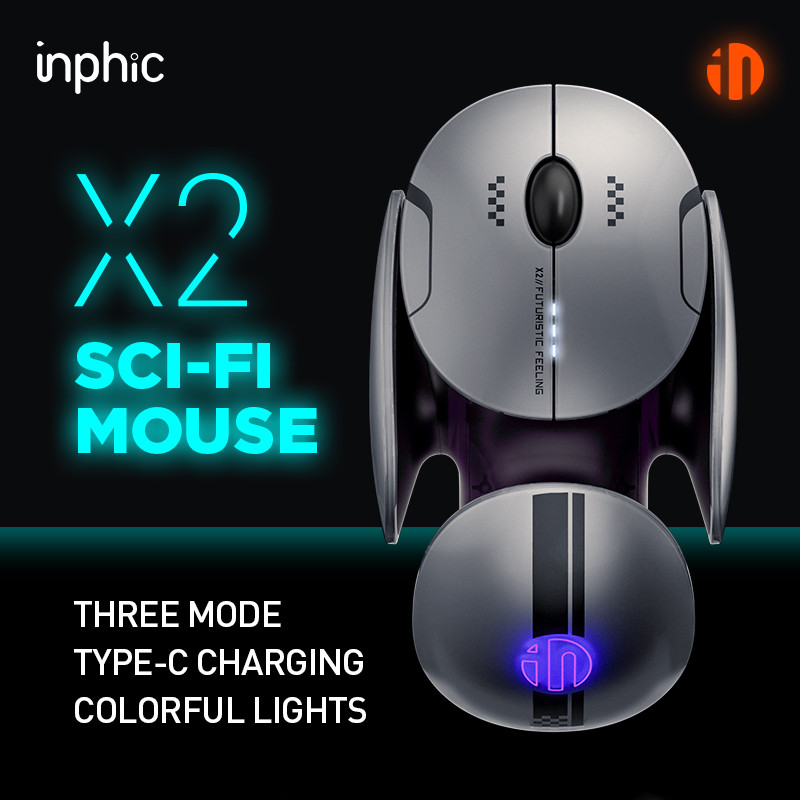 Inphic X2 SCI-FI Wireless Mouse Rechargeable 2400dpi 2.4GHz/Bluetooth ...