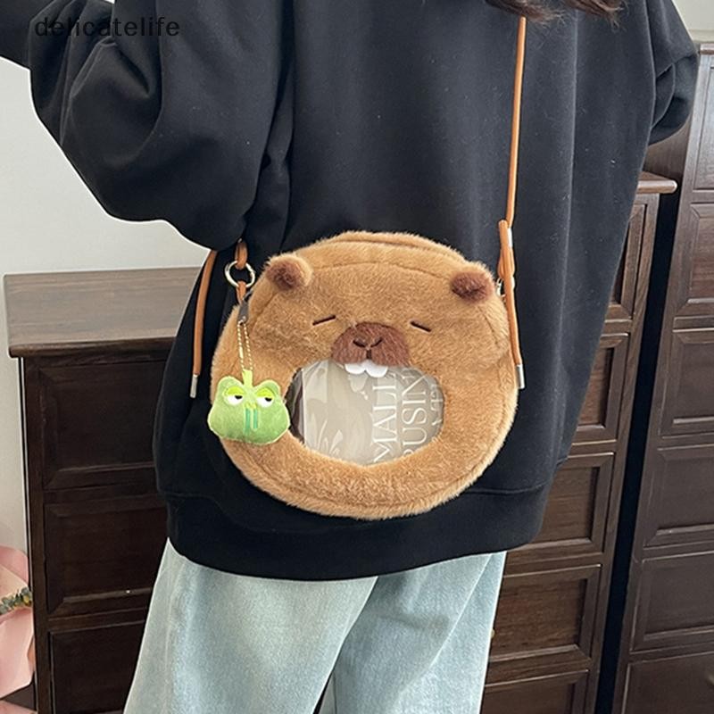 delicatelife Cartoon Capybara Plush Bag PVC Handbag Crossbody Anime ...