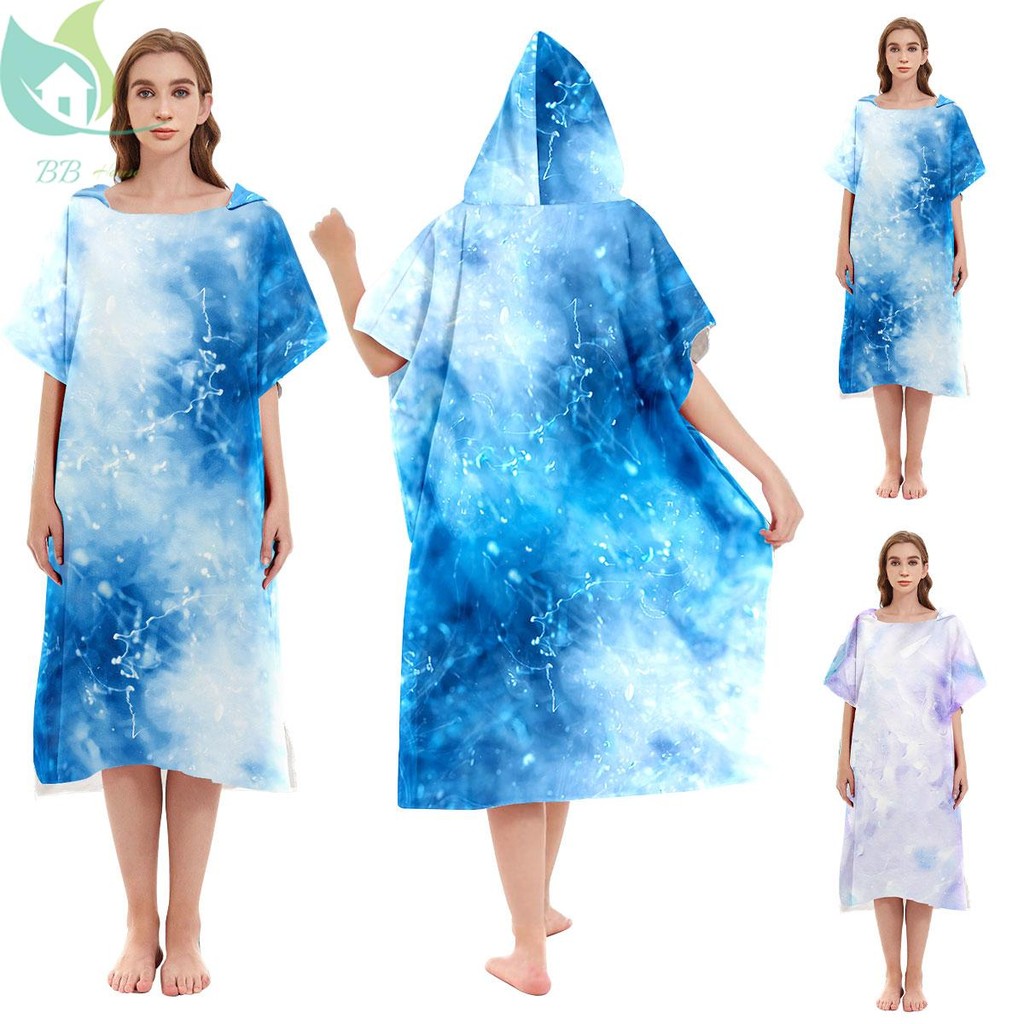 Changing Robe with Hood Microfiber Towel Poncho Robe Quick Dry Surf ...