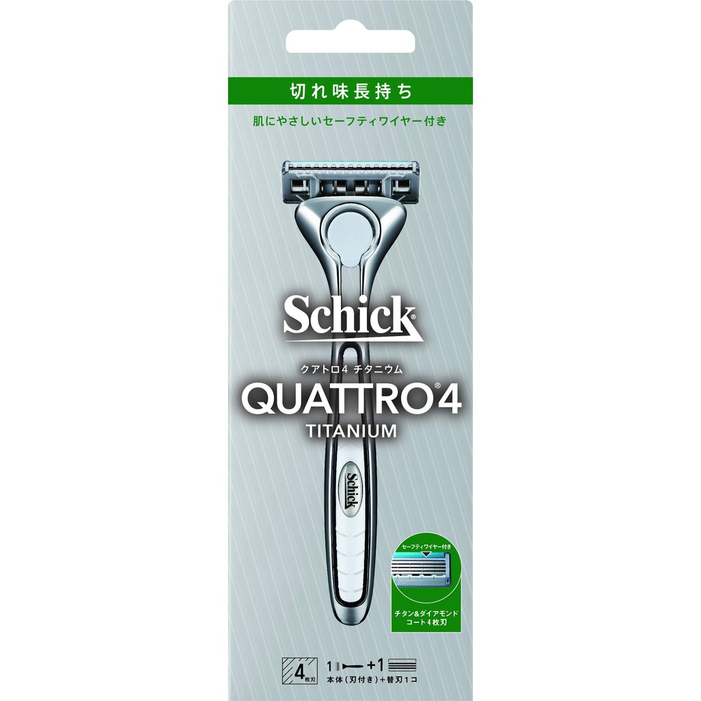 Made in Japan Schick Quattro 4 Titanium Razor Holder with 1 Replacement ...