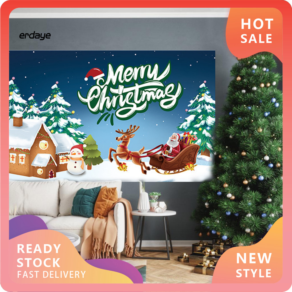 EYD- Christmas Banner Flag Santa Claus Banner Flag Festive Christmas ...