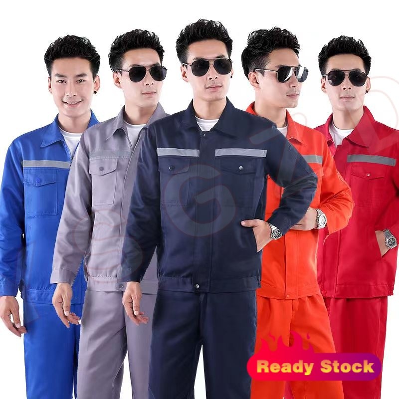 Safety Working Jacket Long Sleeve Poly Cotton Light Weight Reflective ...