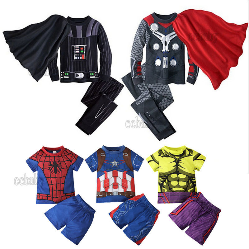 Marvel Avengers Cosplay Clothes for Kids Boy Thor Spiderman Captain ...
