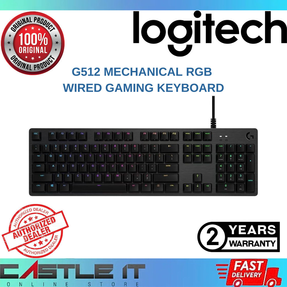 Logitech G512 Mechanical RGB Wired Gaming Keyboard GX Blue Clicky Brown ...