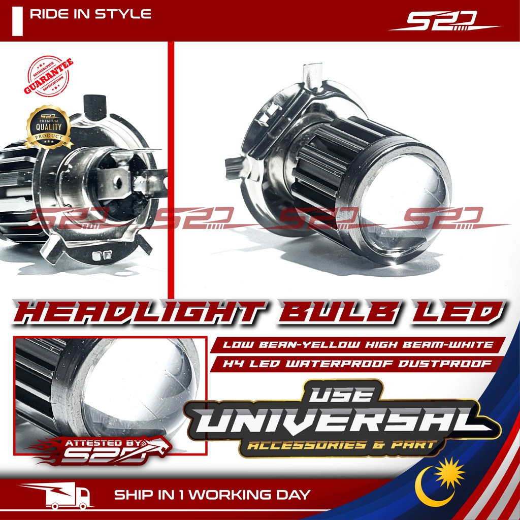 Bulb LED Universal Use Motorcycle Headlight LED H4 Low Beam-Yellow High ...