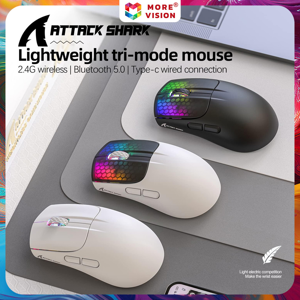 Attack Shark X5 Wireless Gaming Mouse PAW3212 Tri-Mode Bluetooth USB ...
