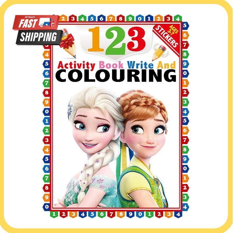 Children Early Eudcation ABC 123 Colouring Book Cartoon Sticker Writing ...