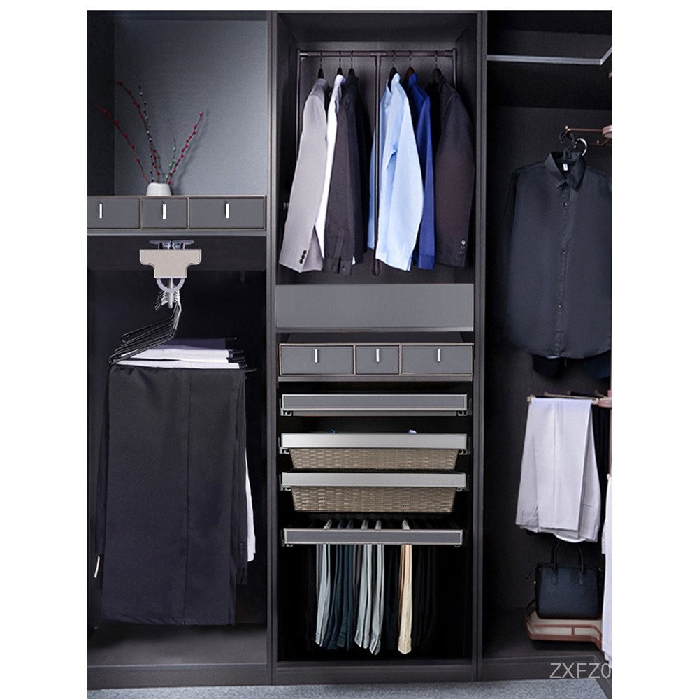 Household Pull-out Style Built-in Wardrobe Closet Hat Room Rattan ...