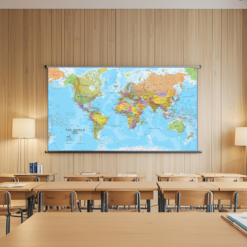 English Language World Map Multi-SizDecorative Hanging Picture Map ...