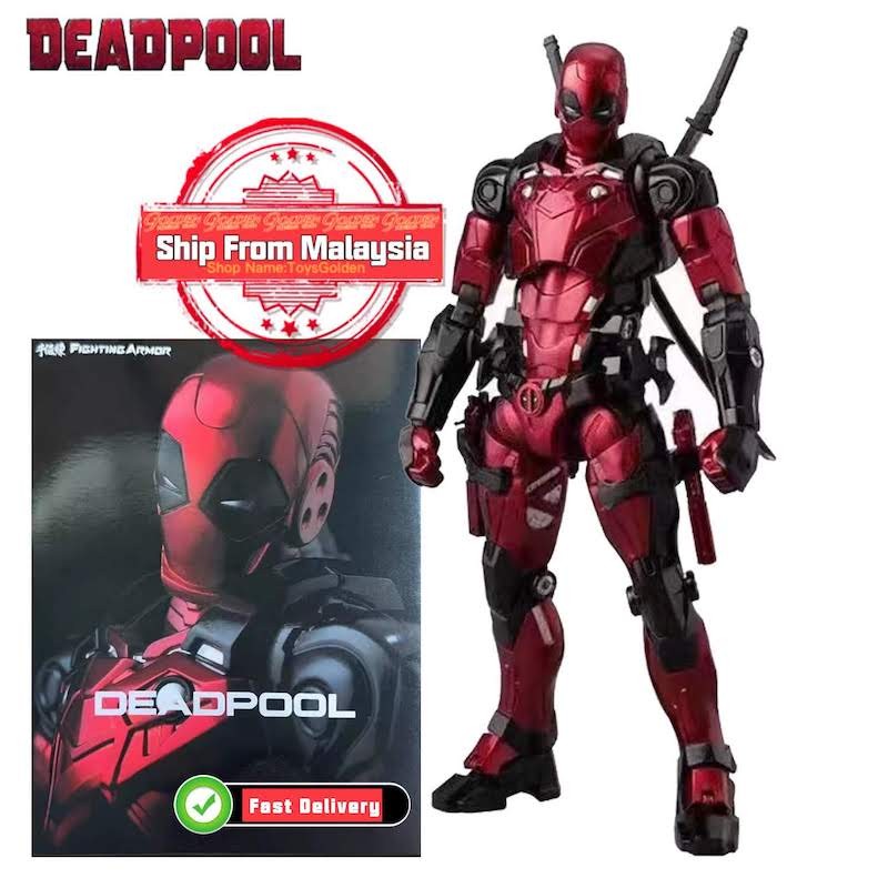Marvel Fighting Armor Deadpool Joint Movable PVC Action Figures 16cm ...