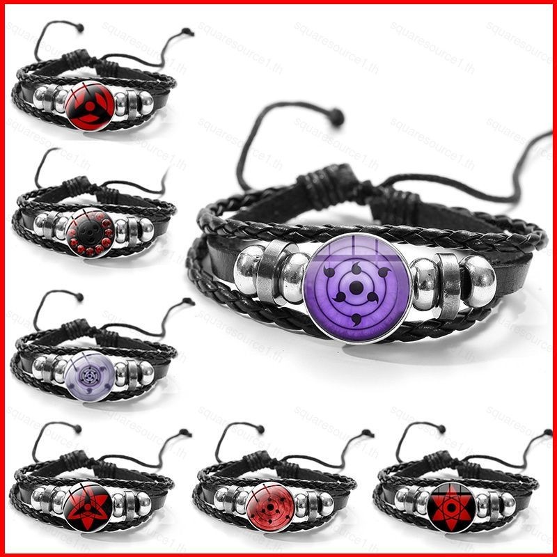 SQ1 Anime Naruto Bracelet Leather Adjustable Akatsuki Sharingan Uchiha ...