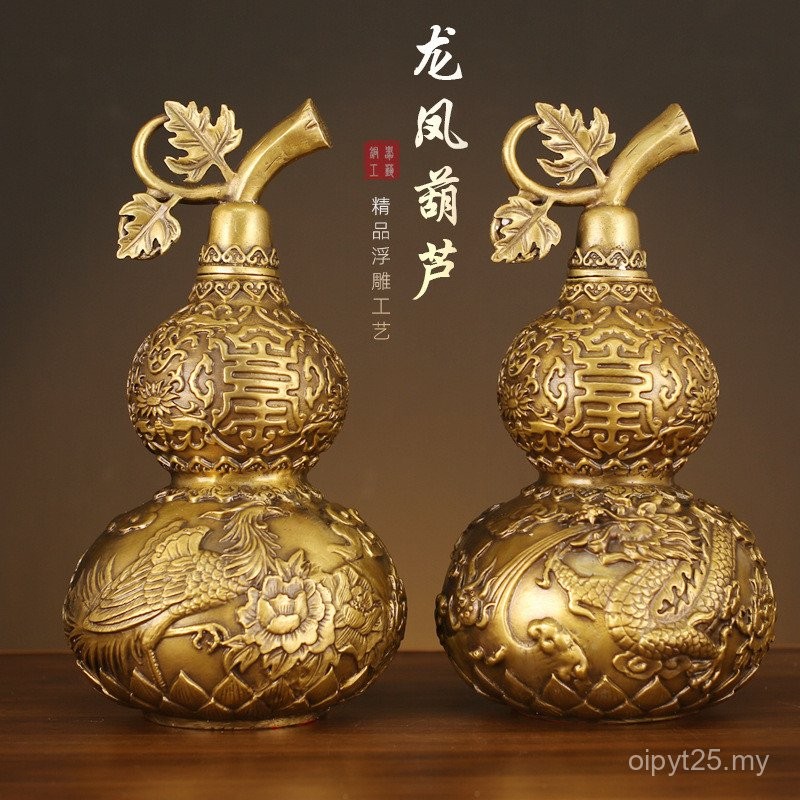 Hiasan rumah tembaga alat letak barang labu tembaga besar naga dan ...