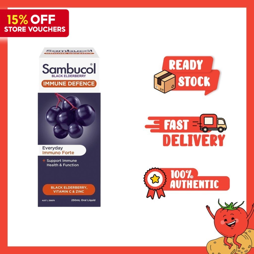 Sambucol Black Elderberry Immune Defence Syrup for Adult With Vitamin C ...