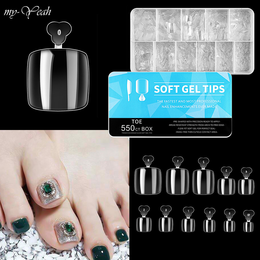 Myyeah 550Pcs/Box Artificial Nail False Toe Nails Matte Clear Full ...