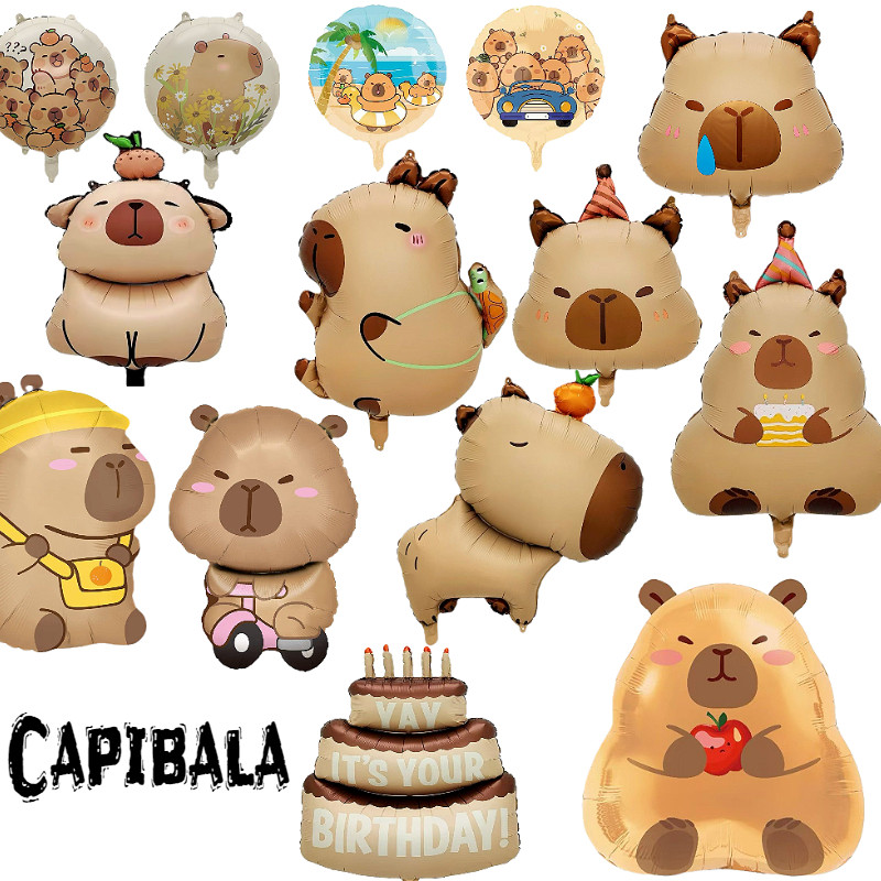Capybara Birthday Party Decoration Capibala Aluminum Foil Balloon Theme ...