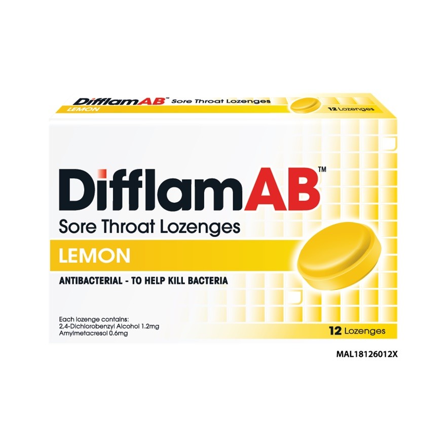 DIFFLAM AB Sore Throat Lozenges Lemon 12's | Shopee Malaysia