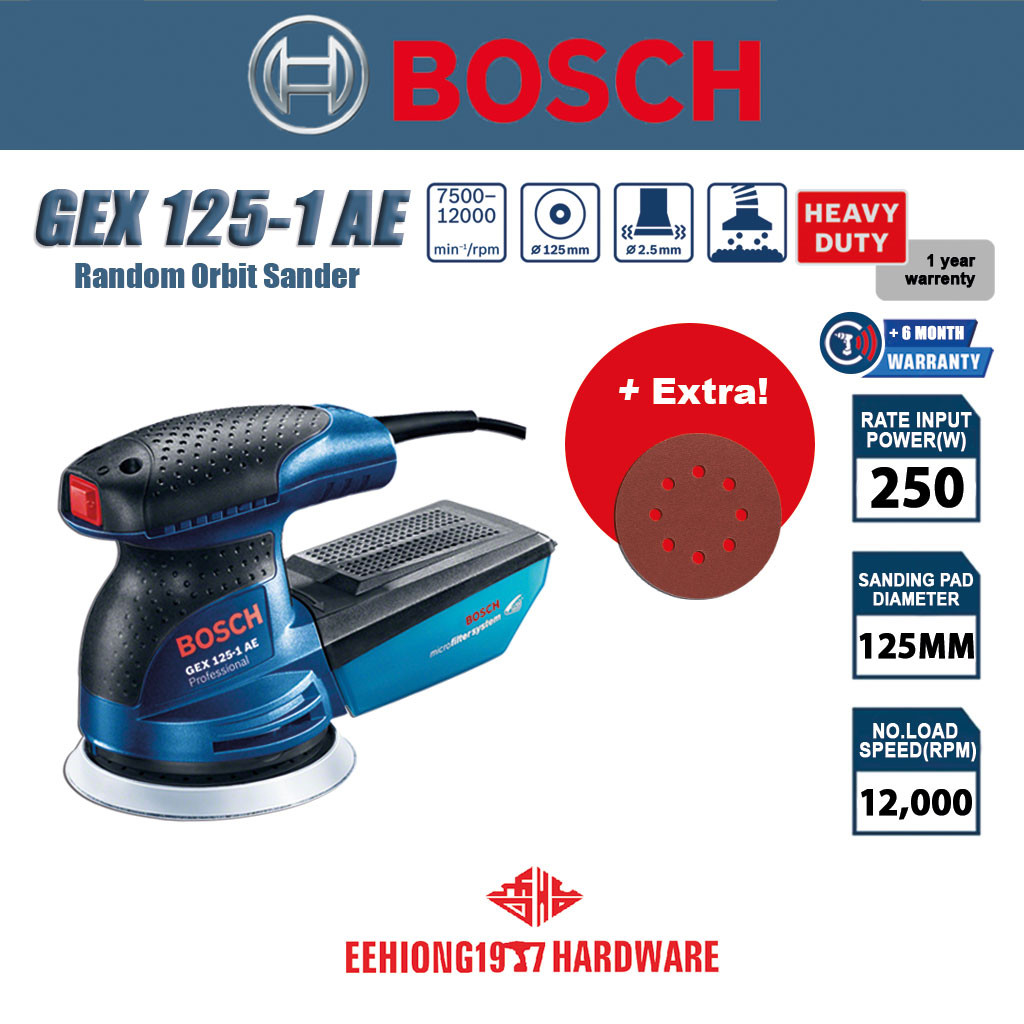 BOSCH GEX 125-1 AE Professional Random Orbit Sander Sanding Disc Microfilter Dust Box GEX125-1 ...