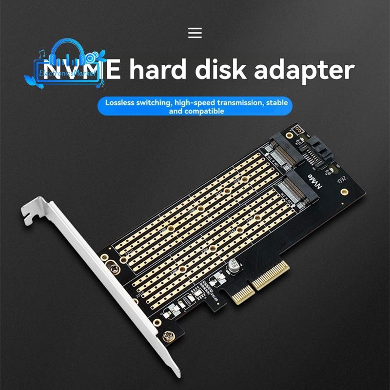 M.2 Dual M.2 PCIE 4.0 Adapter for NVMe / NGFF SSD NVME (M Key) and SATA (B Key) SSD to PCIe X4 ...