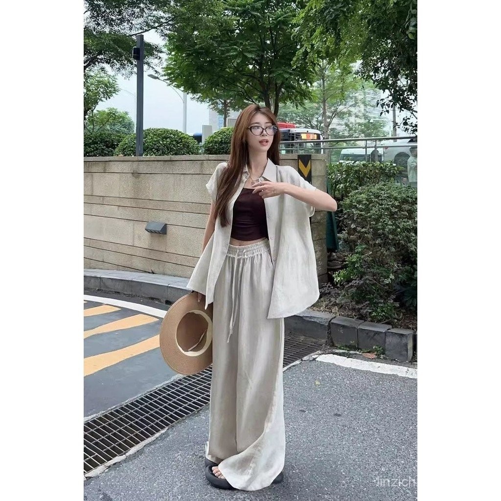 Old Money Style Loose Lapel Linen Shirt Women Summer New Style Elastic ...