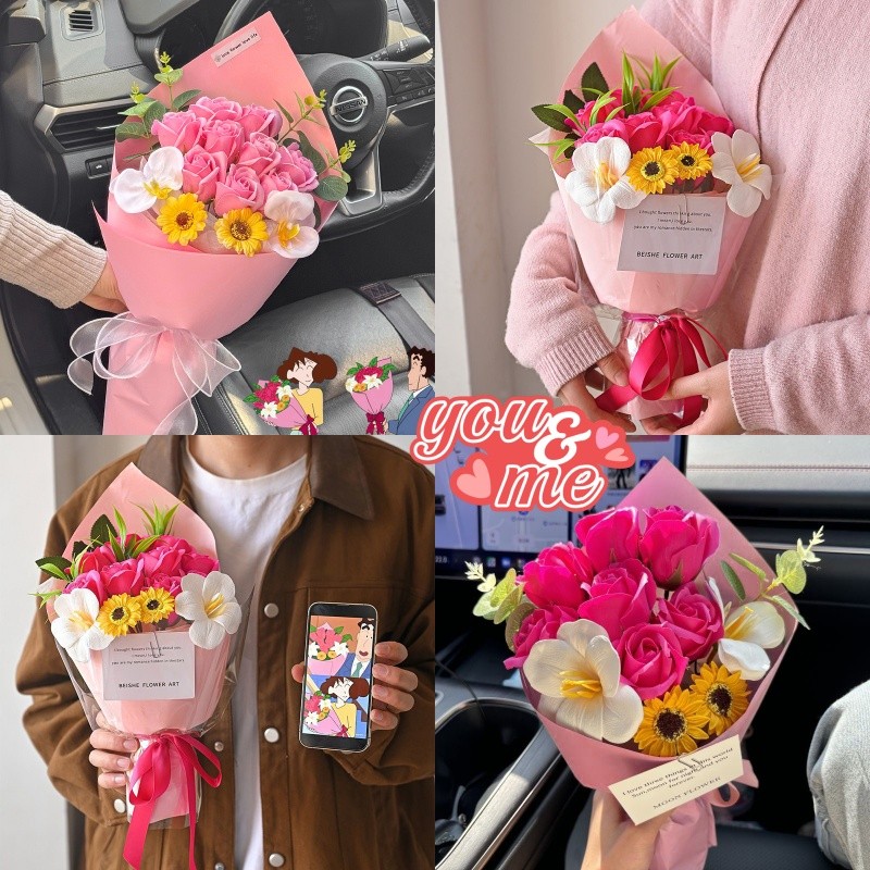 Crayon Shin Chan Flower Bouquet Mother's Day Flower Decoration Handmade ...