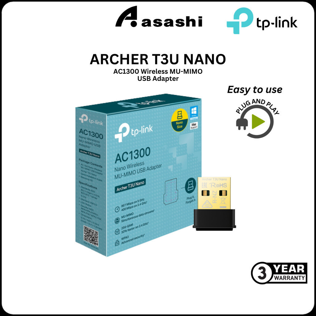 TP-Link Archer T3U Nano / T3U Mini AC1300 Wireless MU-MIMO USB Adapter ...