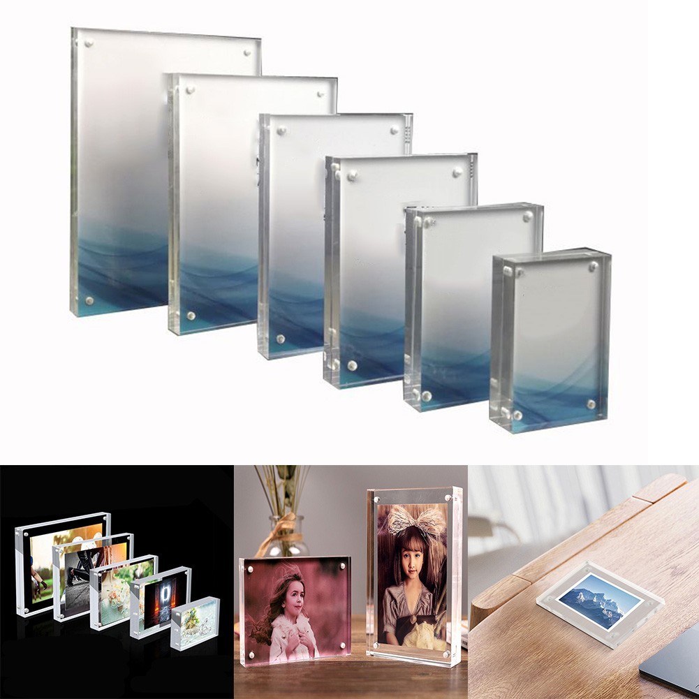 Transparent Acrylic Photo Frame Magnetic Poster Display Stand Thick 10 ...