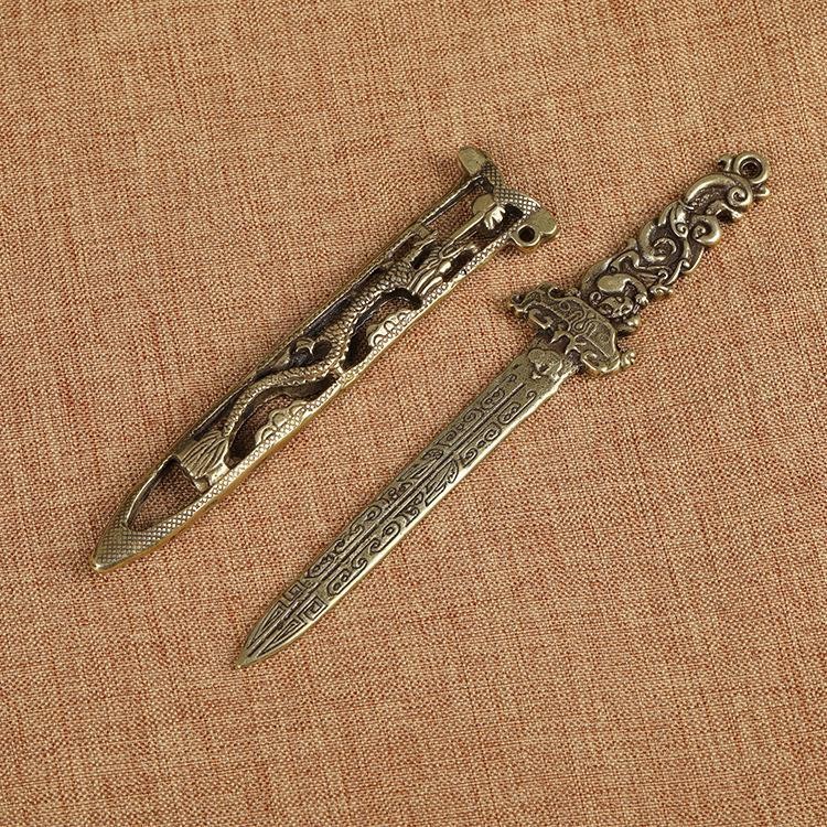 Bronze Sword Pendant Waist Ornament Brass Carving Exquisite Double ...