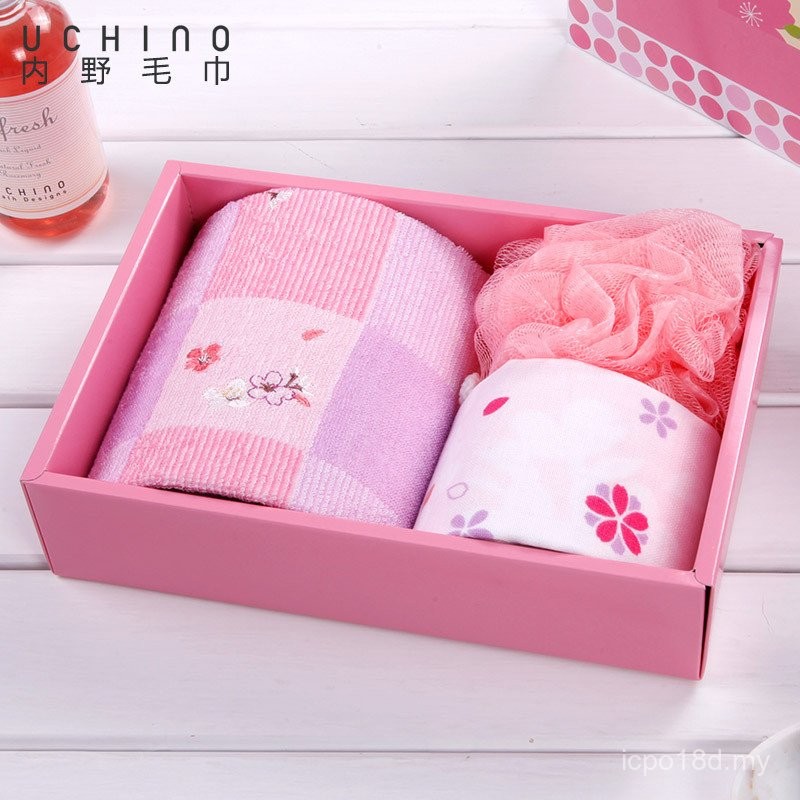 UCHINO Sakura Set Tuala kotak hadiah 3 tuala muka bunga mandi ...