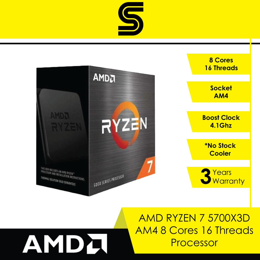 AMD Ryzen 7 5700X3D AM4 8 Cores 16 Threads 3.0Ghz Processor (no CPU Cooler) | Shopee Malaysia