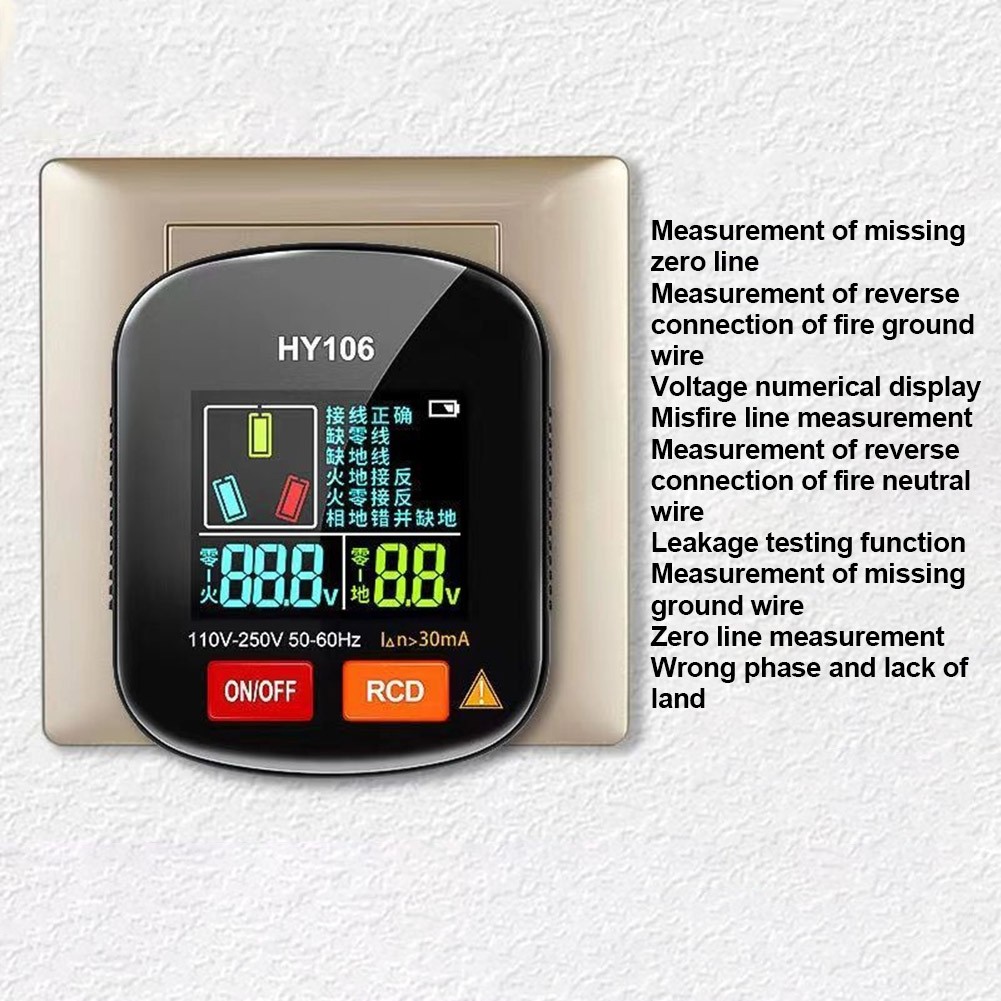[JTFY] HY106 Multifunctional Digital Display Socket Tester Ground Wire ...