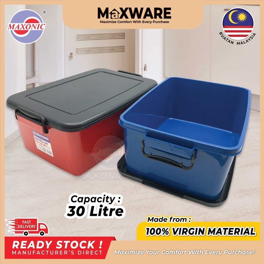 Maxware 30 Litre Storage Box With Cover Kotak Simpanan Home Organiser ...