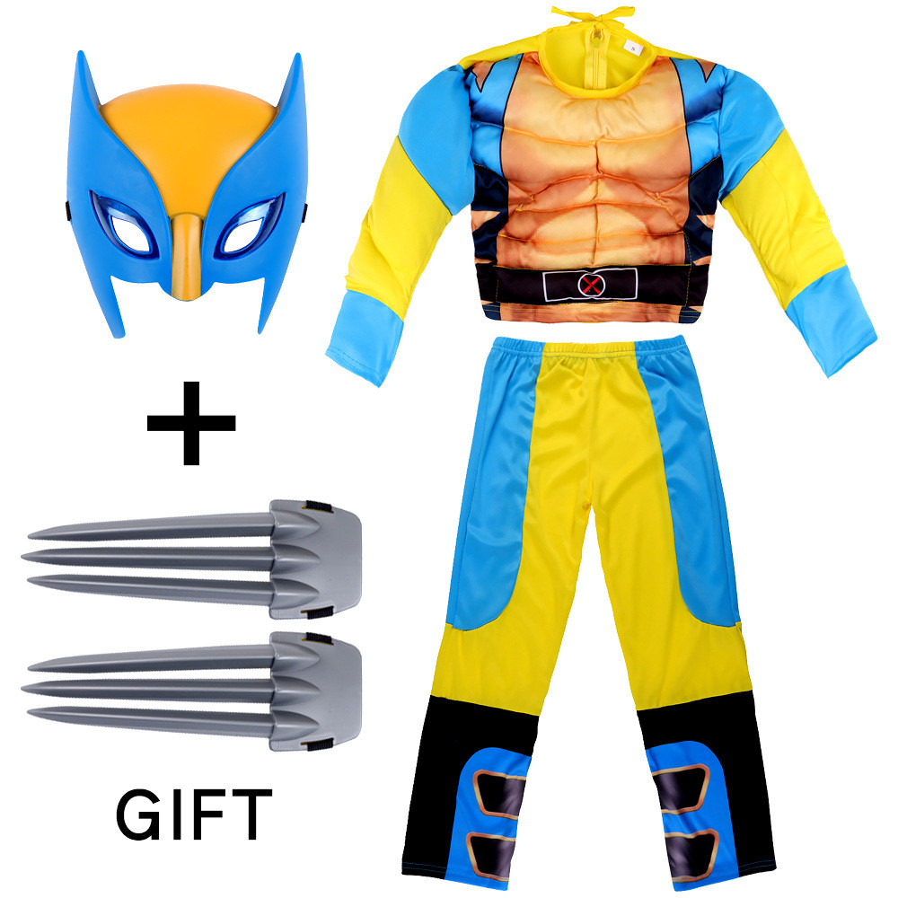 Wolverine cosplay Muscle Clothes Children Men's Anime Costume Halloween ...