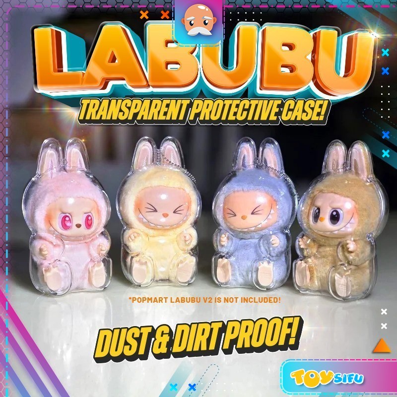 Popmart Labubu V2 Transparent Protective Shell Dust Resistant Case Anti ...